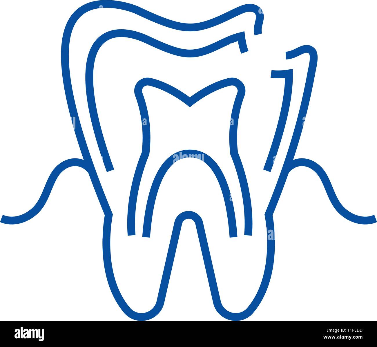 Dental caries line icon concept. Dental caries flat vector symbol, sign, outline illustration ...