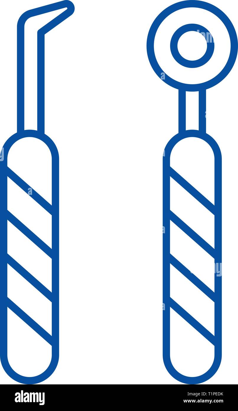 Dental instruments line icon concept. Dental instruments flat vector ...