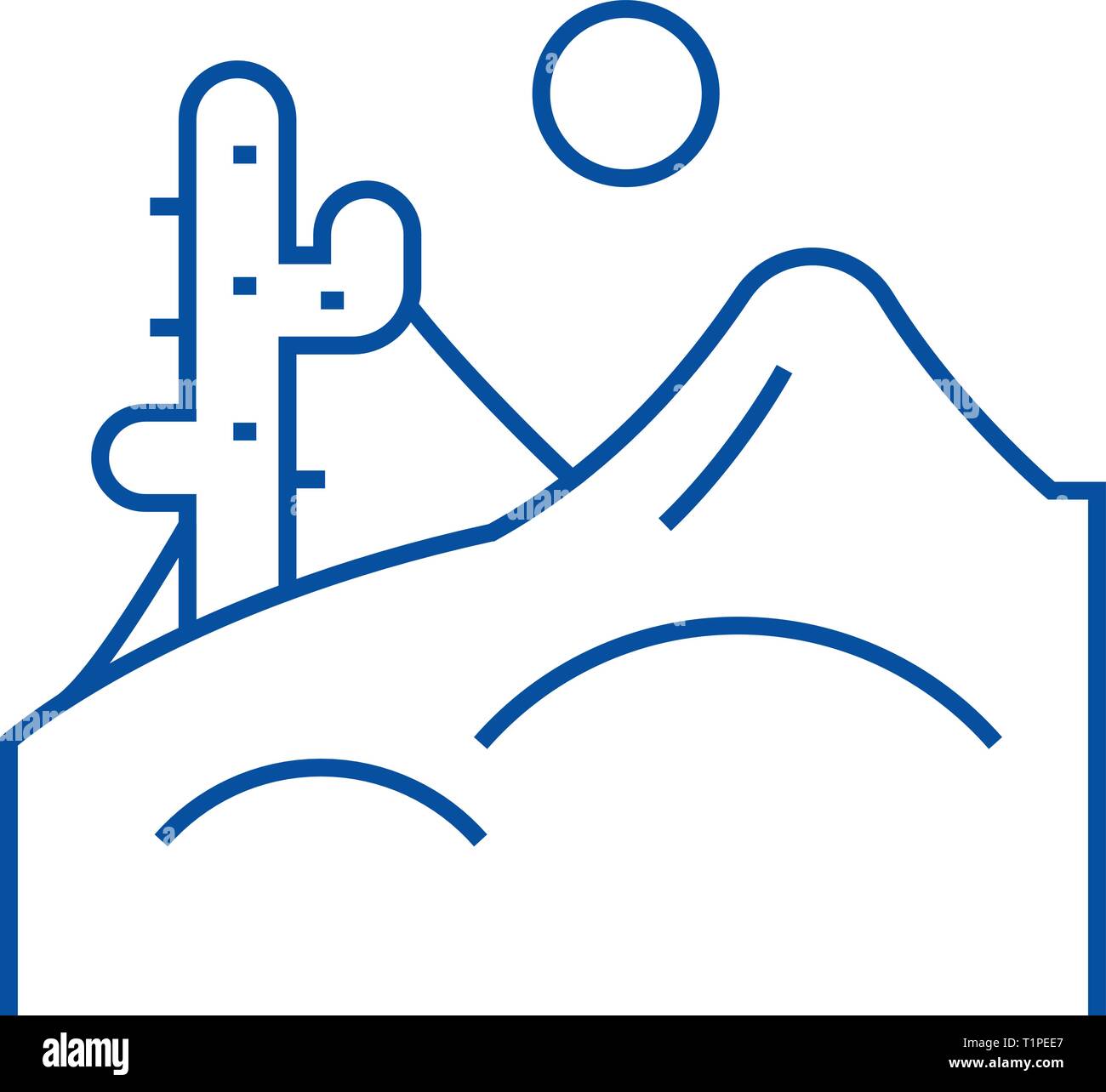 Desert line icon concept. Desert flat vector symbol, sign, outline ...