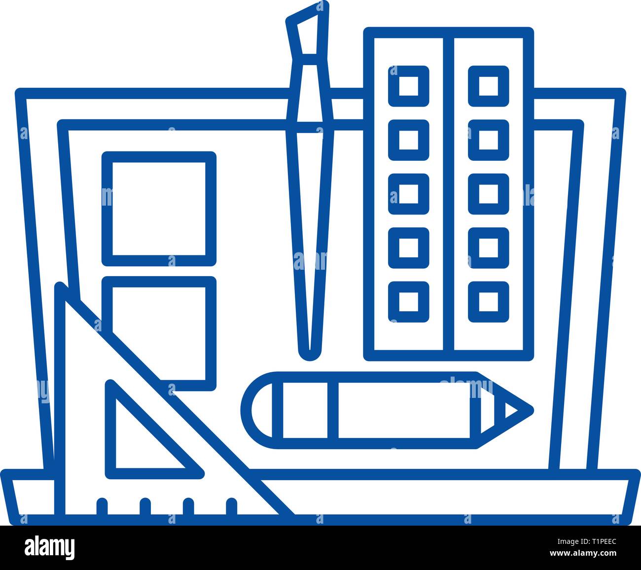 Design development line icon concept. Design development flat vector ...