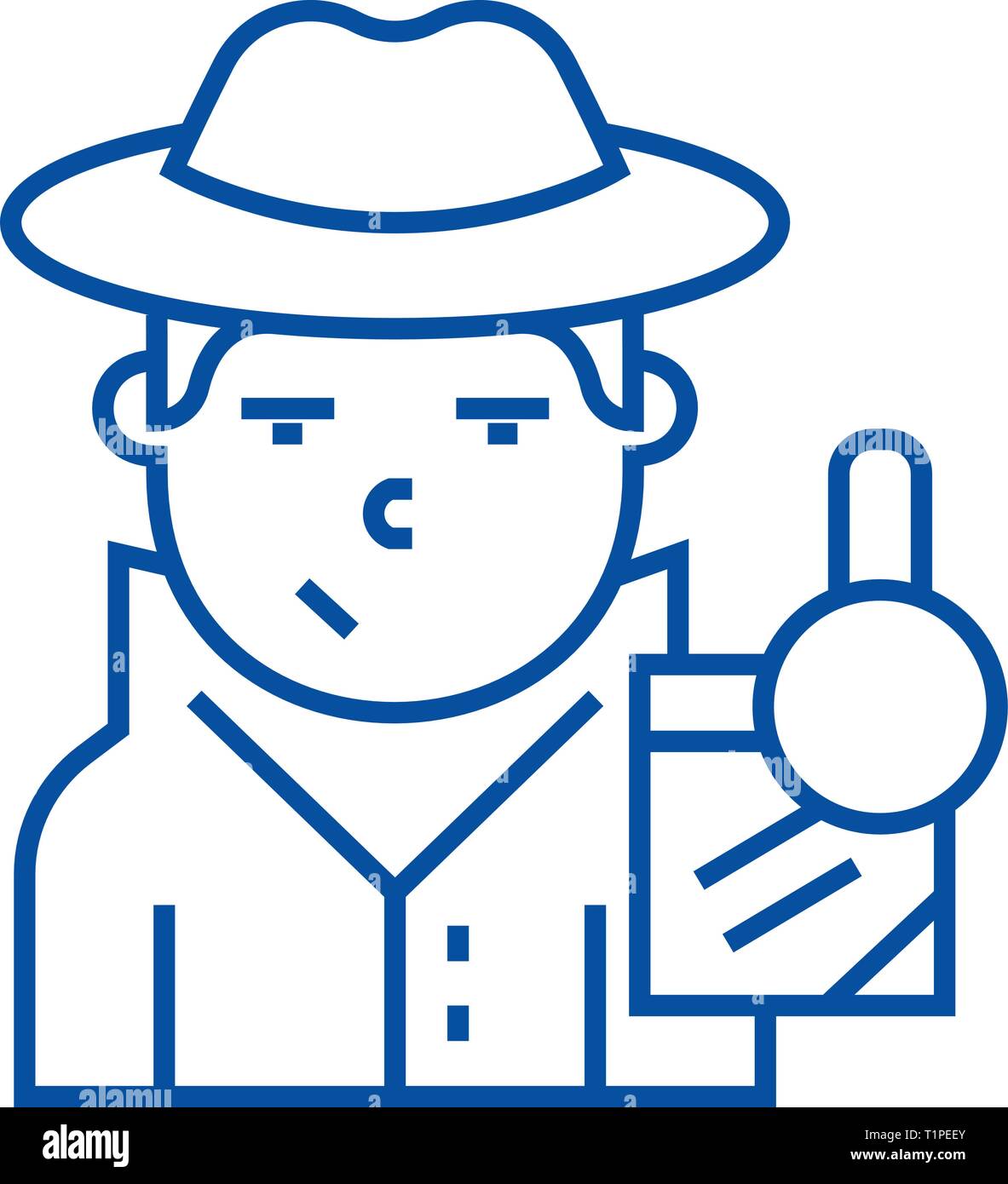 Detective line icon concept. Detective flat vector symbol, sign ...