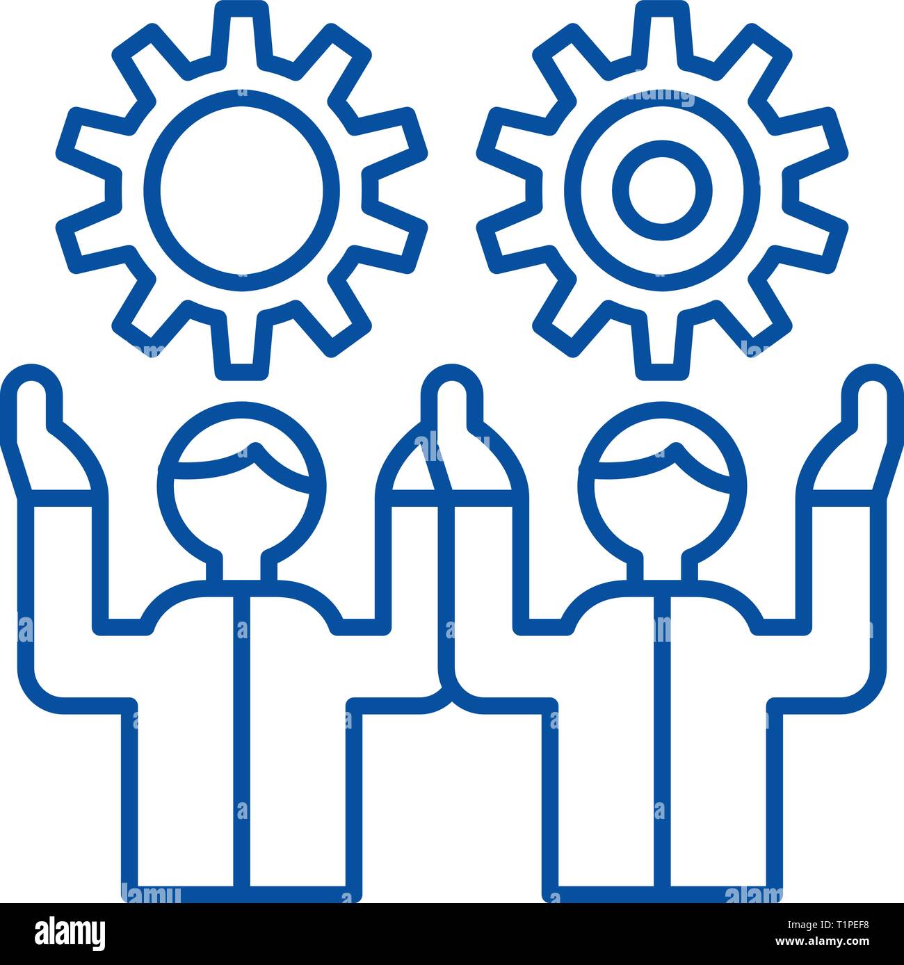 Development team line icon concept. Development team flat vector symbol ...