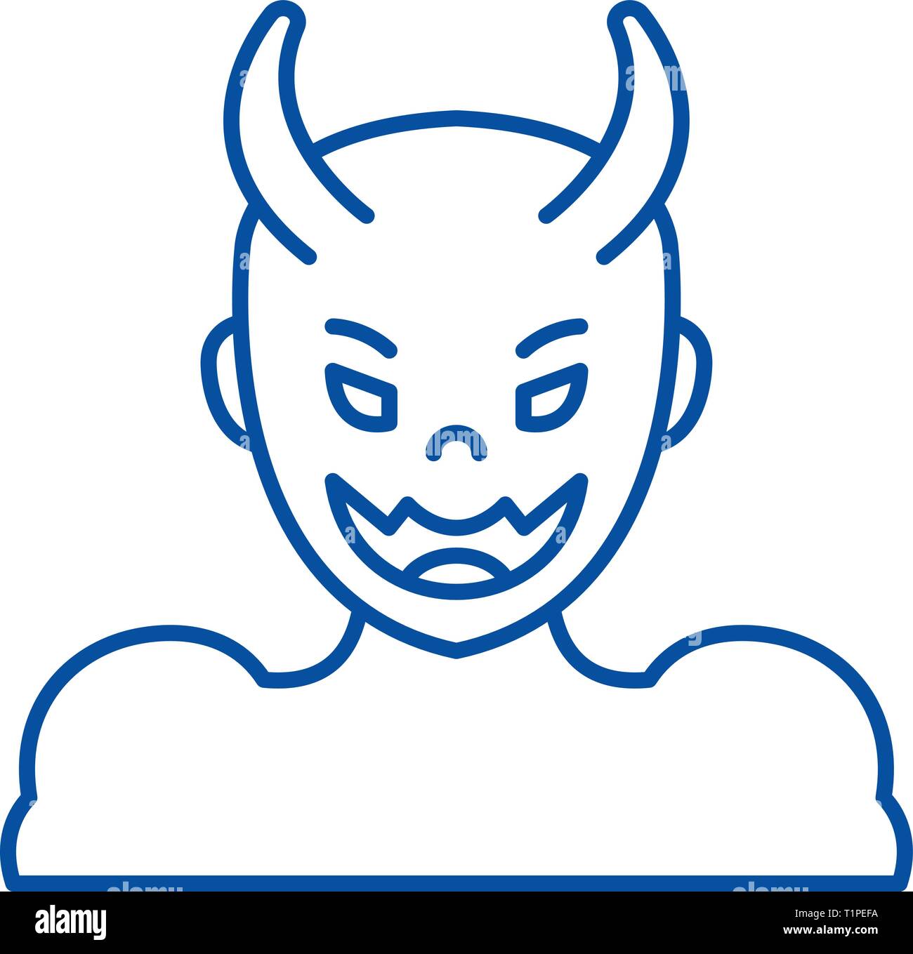 Devil line icon concept. Devil flat vector symbol, sign, outline ...