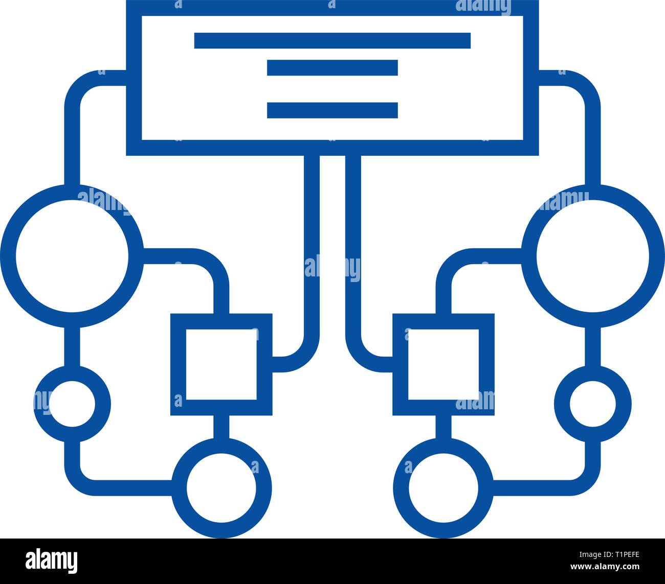 Diagram, block line icon concept. Diagram, block flat vector symbol ...