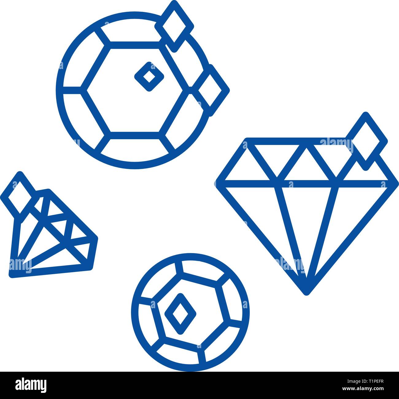 Diamonds line icon concept. Diamonds flat vector symbol, sign, outline ...