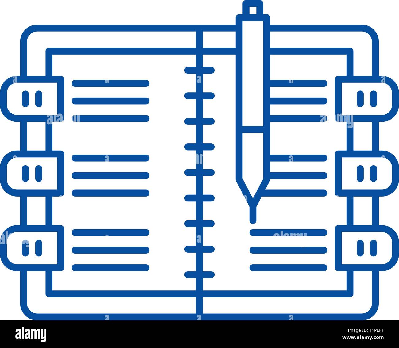 Diary line icon concept. Diary flat vector symbol, sign, outline ...