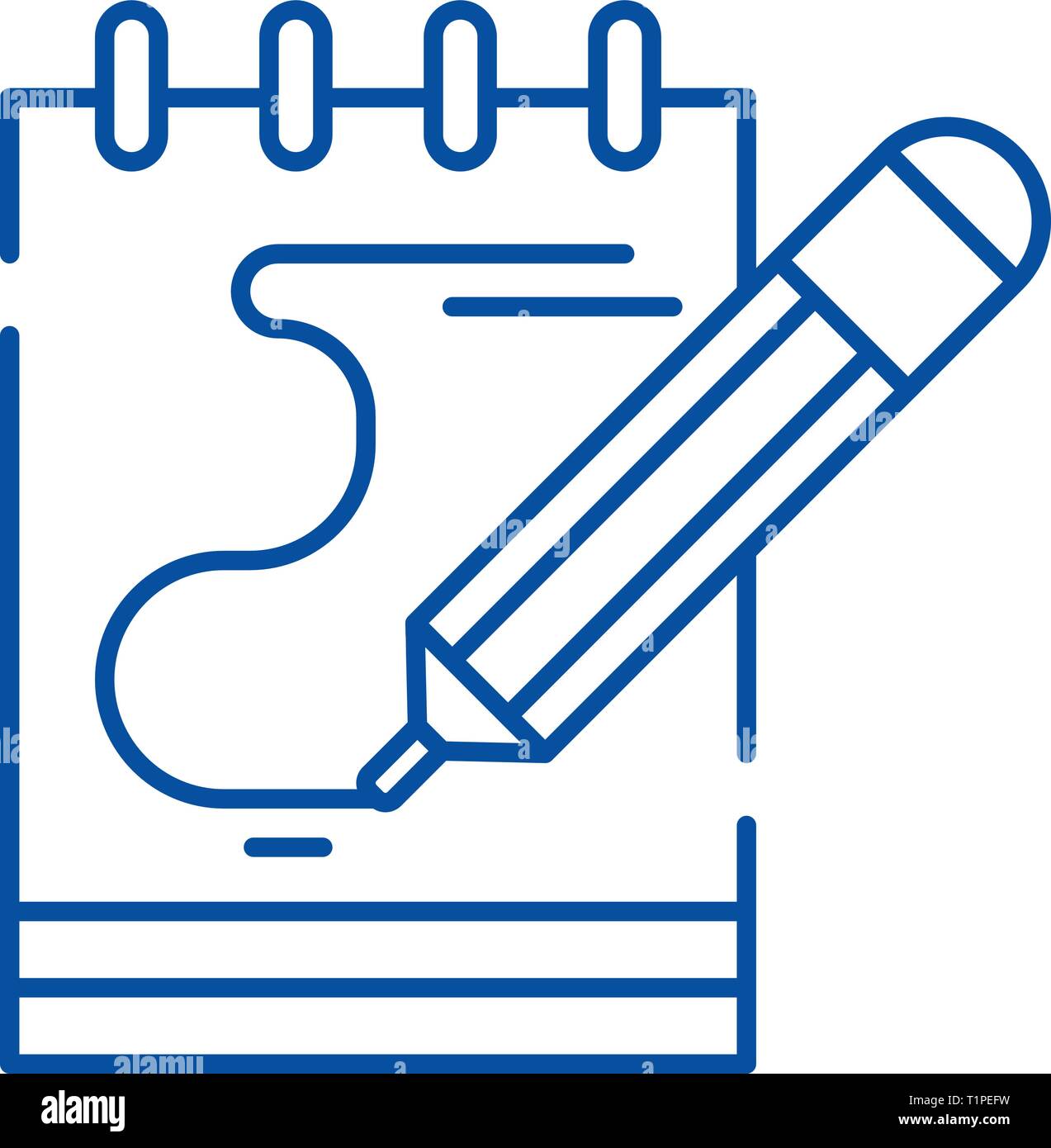 Diary notes line icon concept. Diary notes flat vector symbol, sign ...