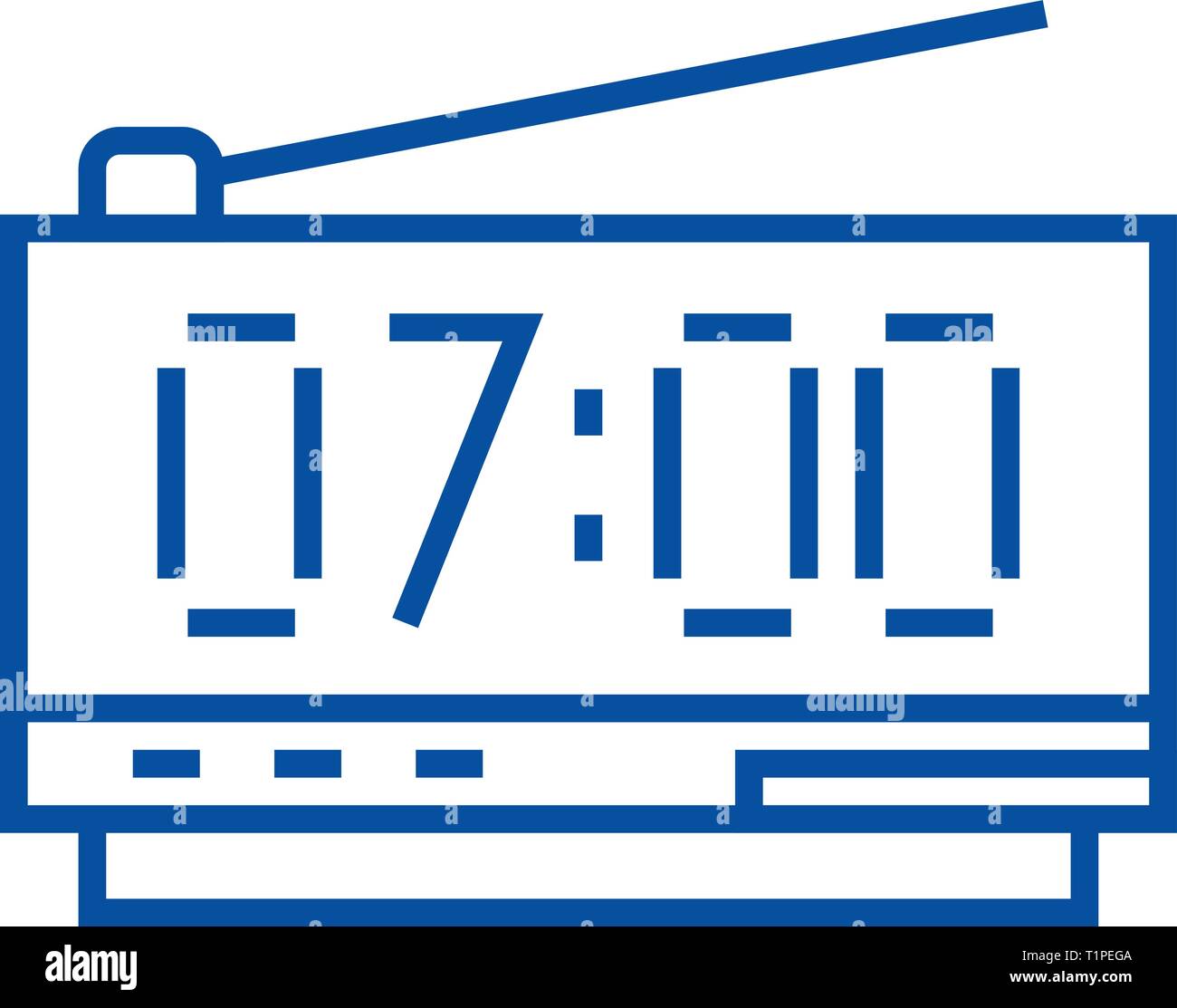 Digital clock line icon concept. Digital clock flat vector symbol, sign ...