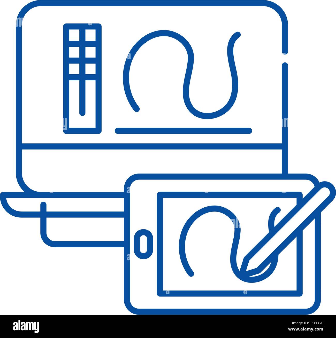 Digital drawing line icon concept. Digital drawing flat vector symbol ...