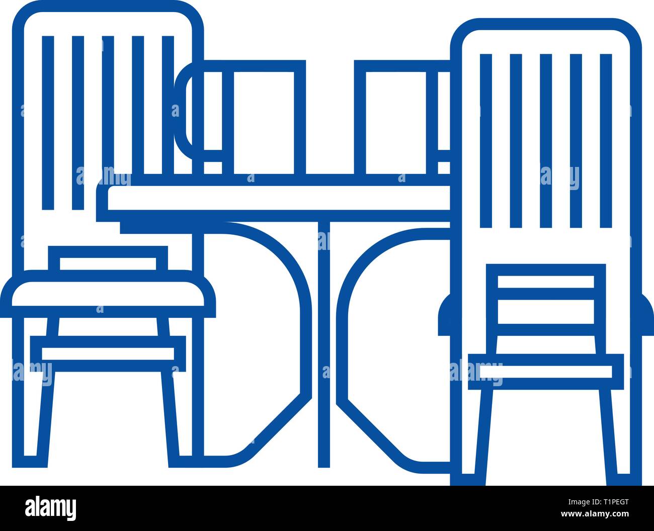 Dinner room line icon concept. Dinner room flat vector symbol, sign ...