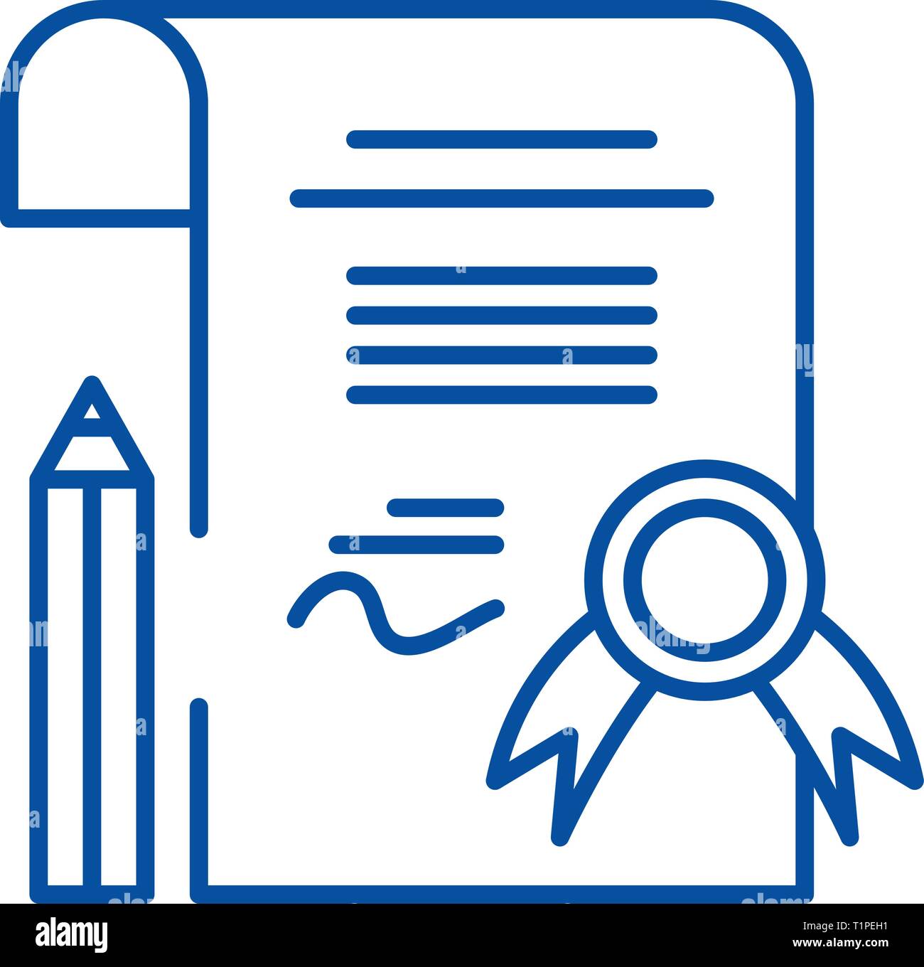 Diploma line icon concept. Diploma flat vector symbol, sign, outline ...