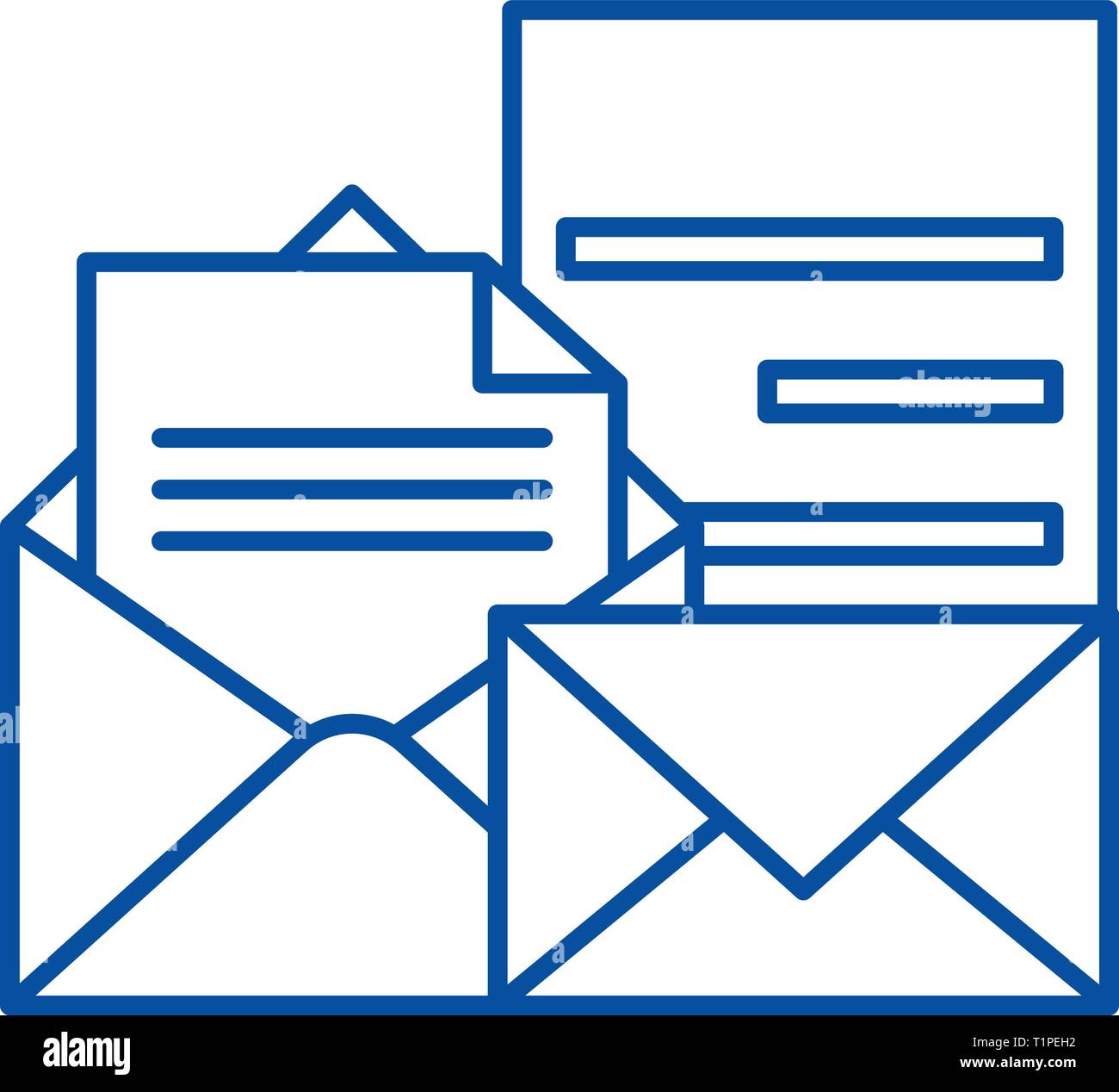 Direct marketing line icon concept. Direct marketing flat vector symbol ...