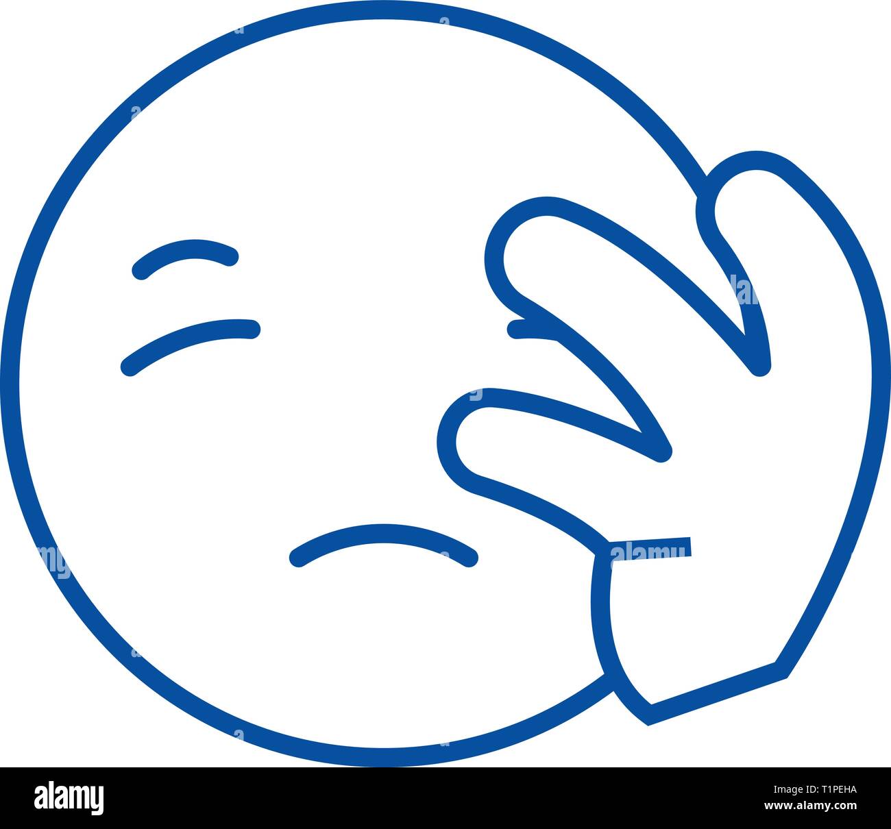 Disapointed emoji line icon concept. Disapointed emoji flat vector ...