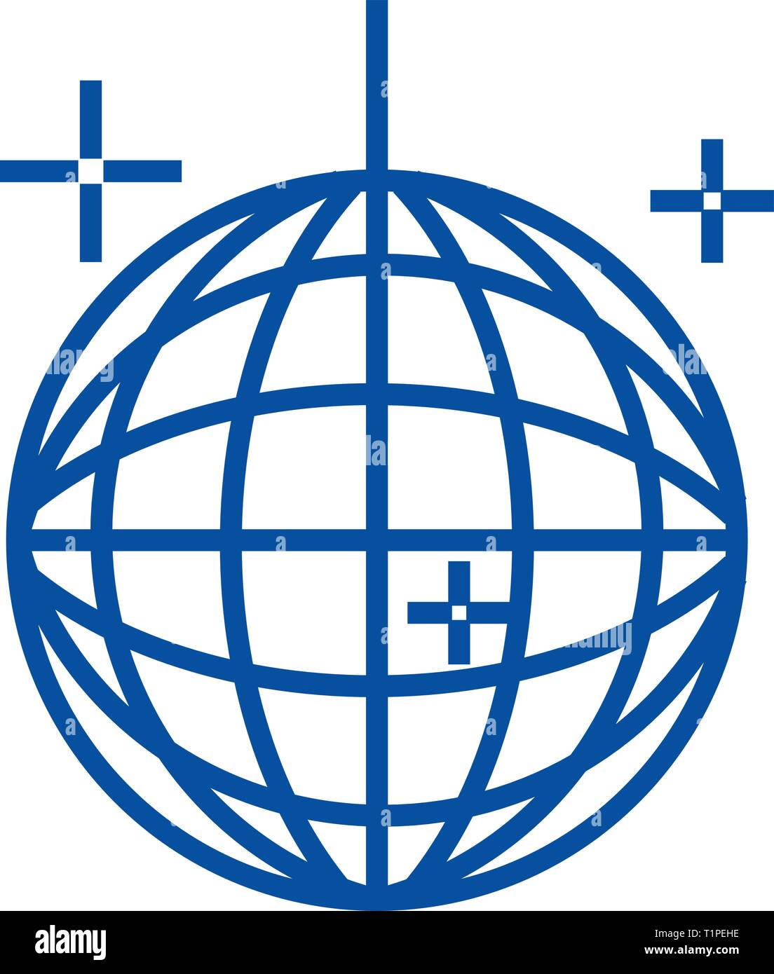 Disco ball,party line icon concept. Disco ball,party flat vector symbol ...