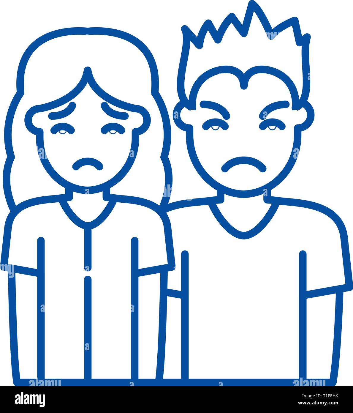 Discontent line icon concept. Discontent flat vector symbol, sign ...