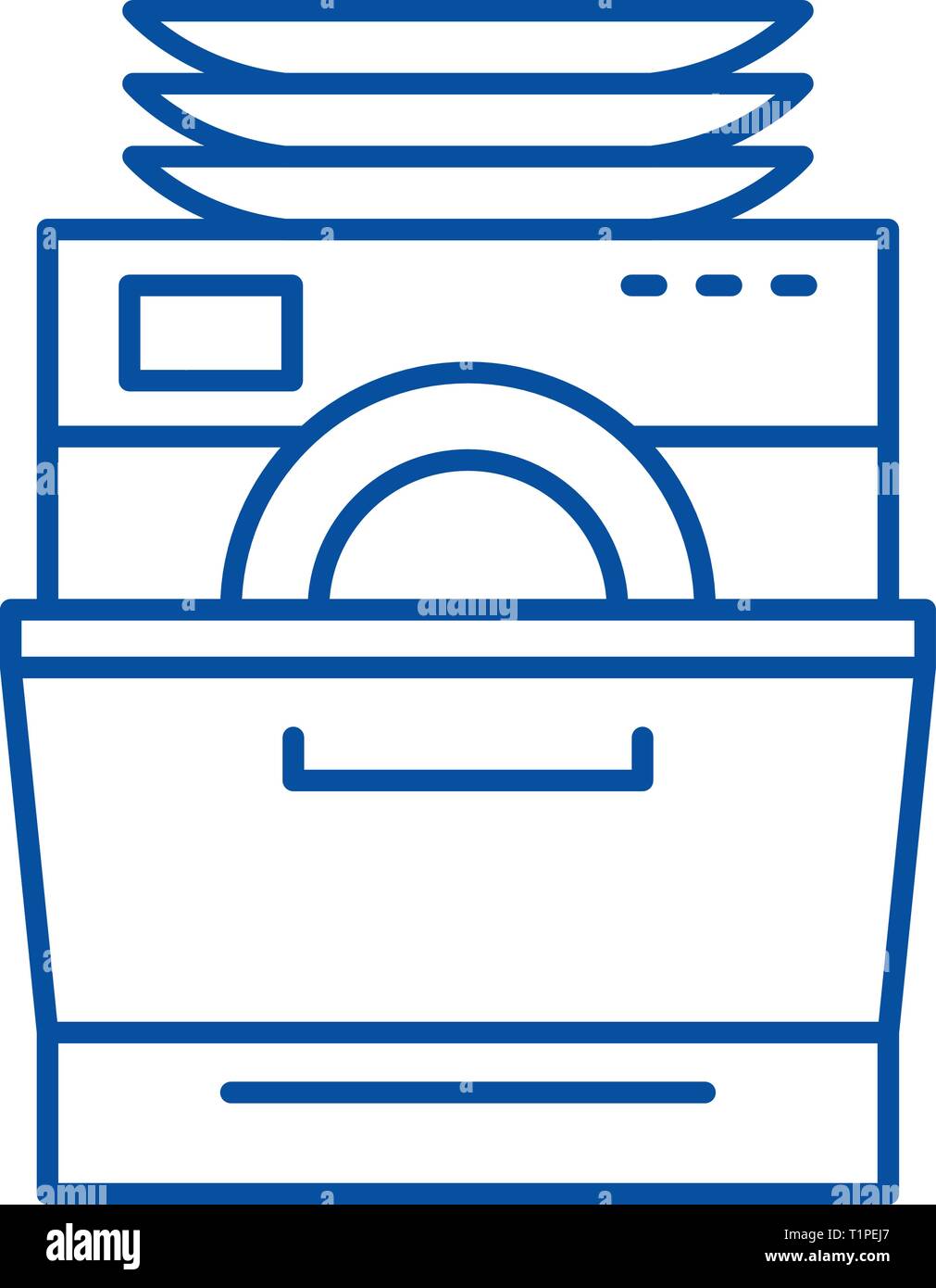 Dish washer line icon concept. Dish washer flat vector symbol, sign ...