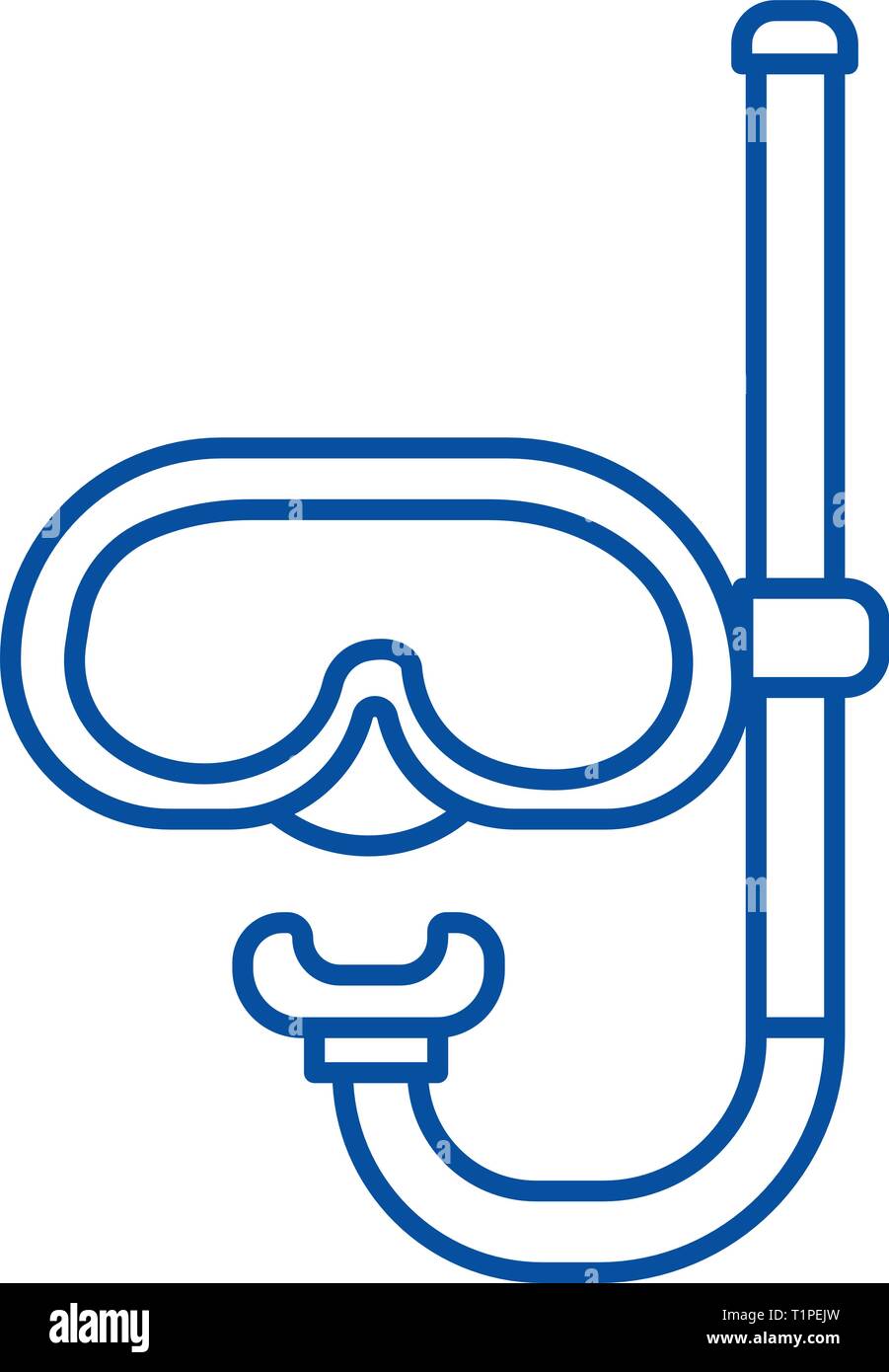 Diving mask line icon concept. Diving mask flat vector symbol, sign ...