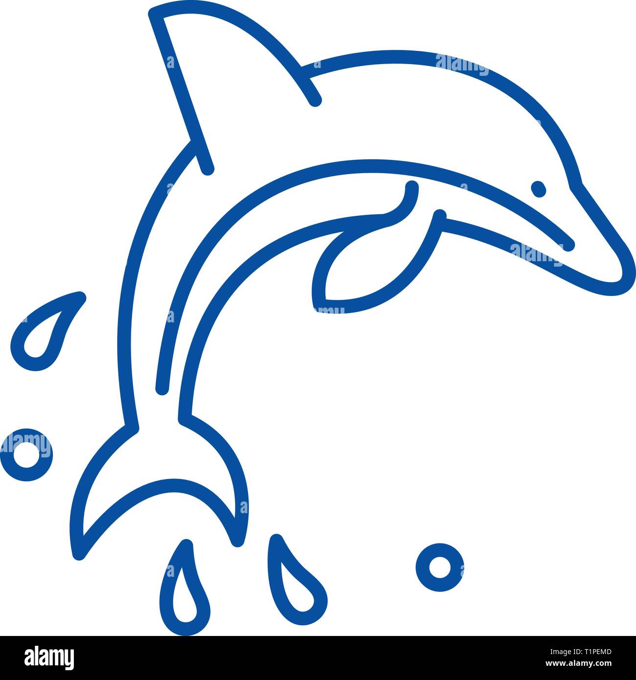 Dolphin show line icon concept. Dolphin show flat vector symbol, sign ...