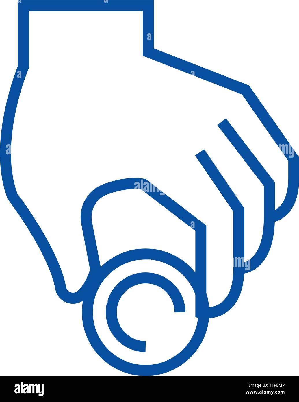 Donation,hand with coin,payment line icon concept. Donation,hand with ...