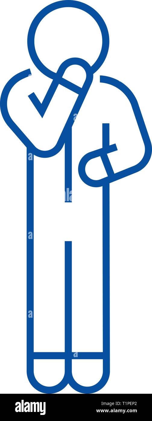 Doubt man line icon concept. Doubt man flat vector symbol, sign ...