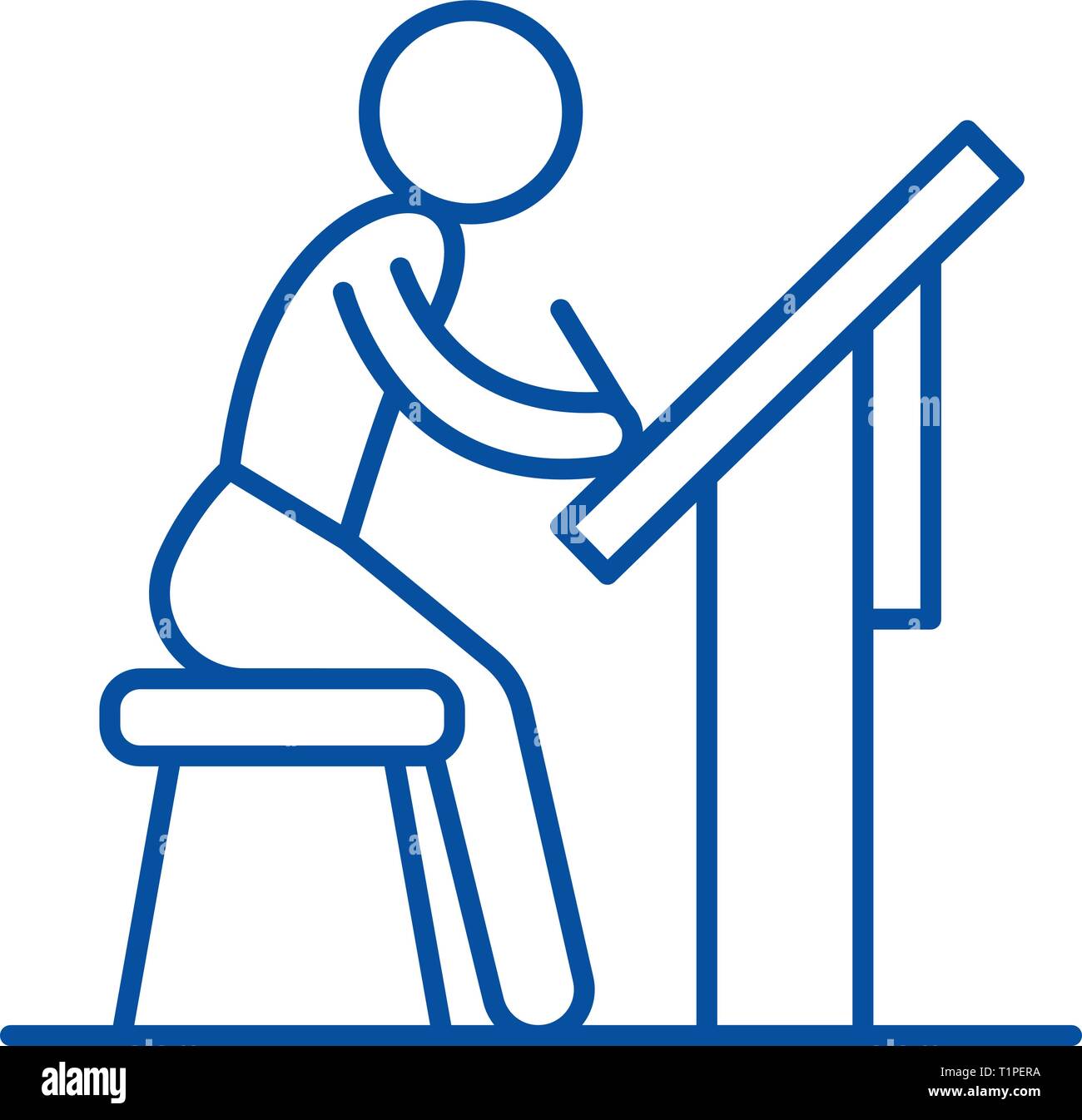 Drawing line icon concept. Drawing flat vector symbol, sign, outline ...