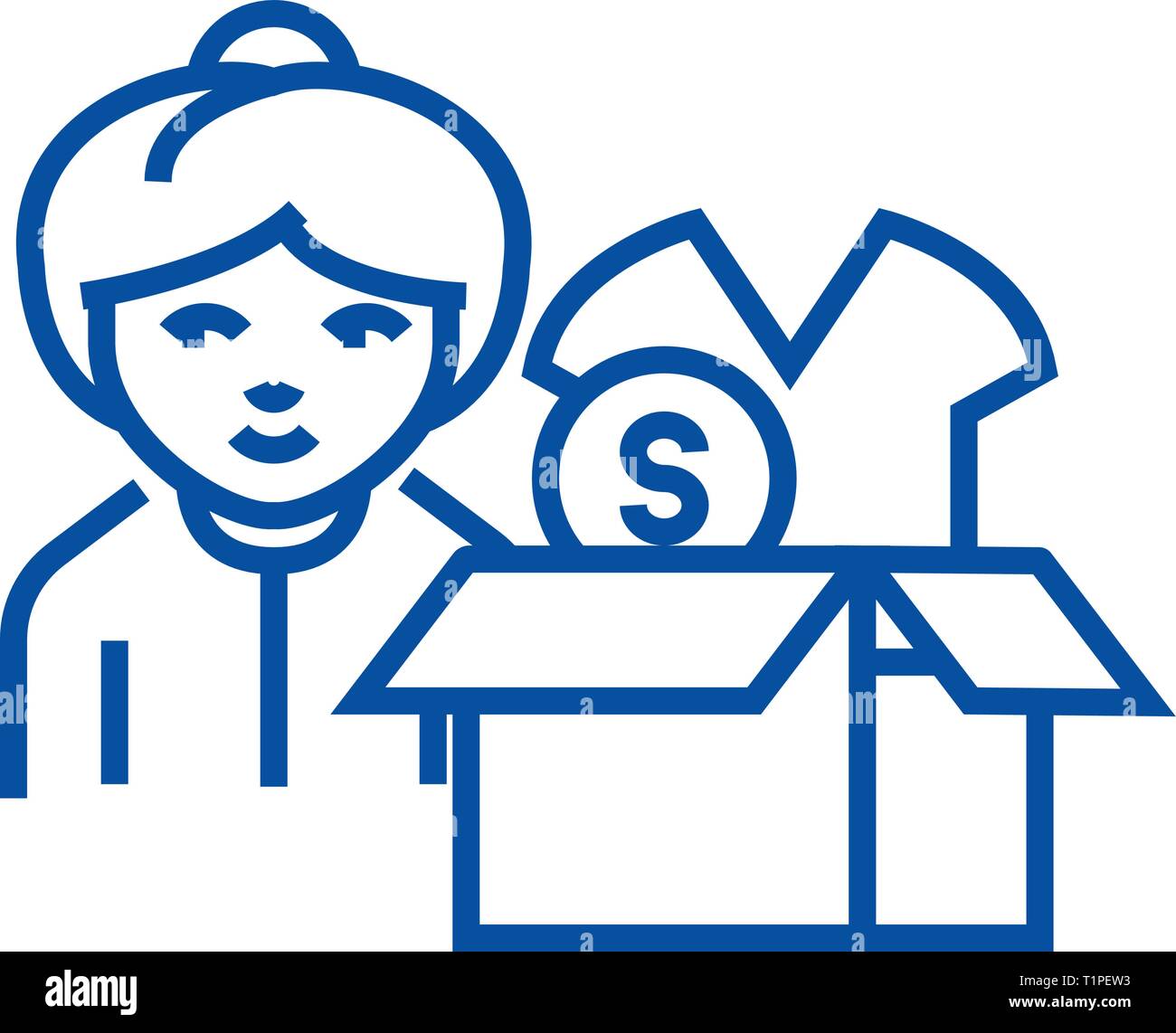 Drop shipping concept line icon concept. Drop shipping concept flat ...