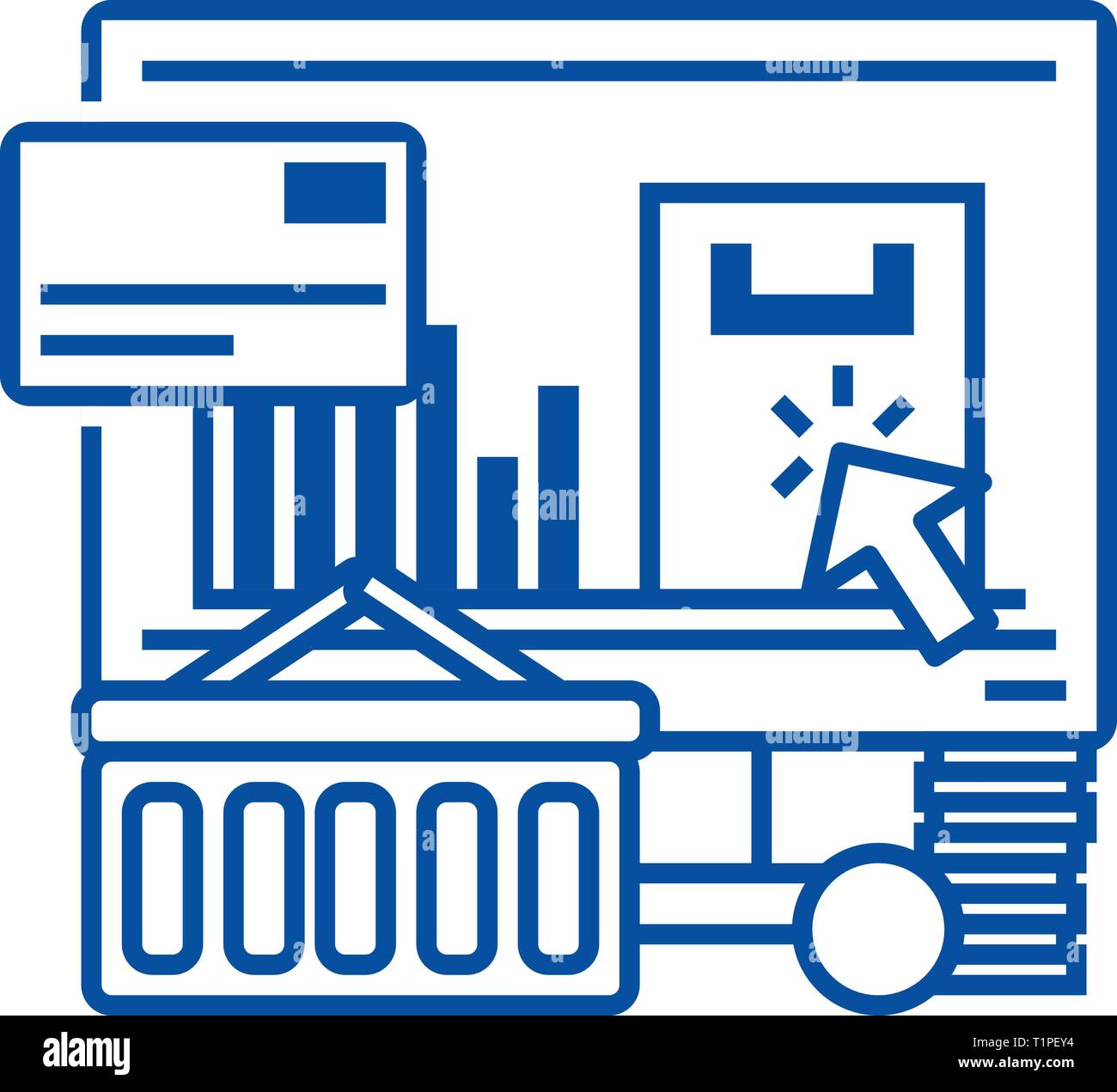 E commerce line icon concept. E commerce flat vector symbol, sign ...