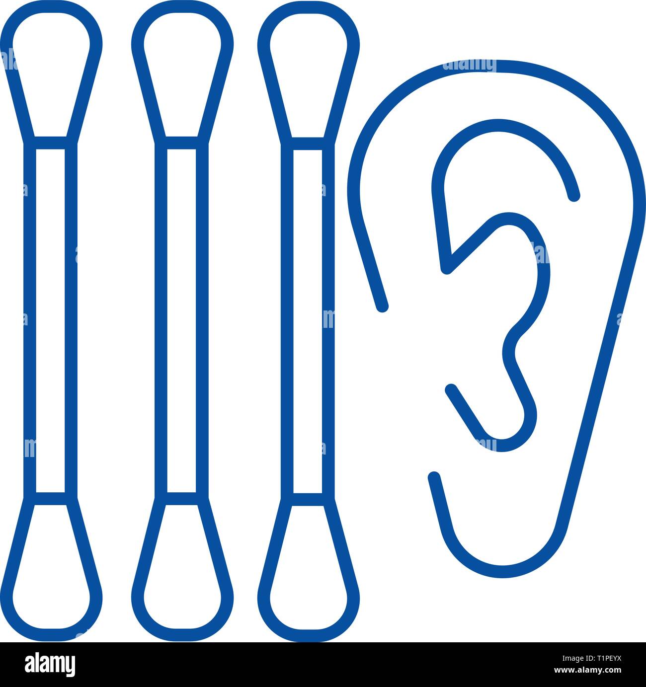 Ear cleaning line icon concept. Ear cleaning flat vector symbol, sign ...