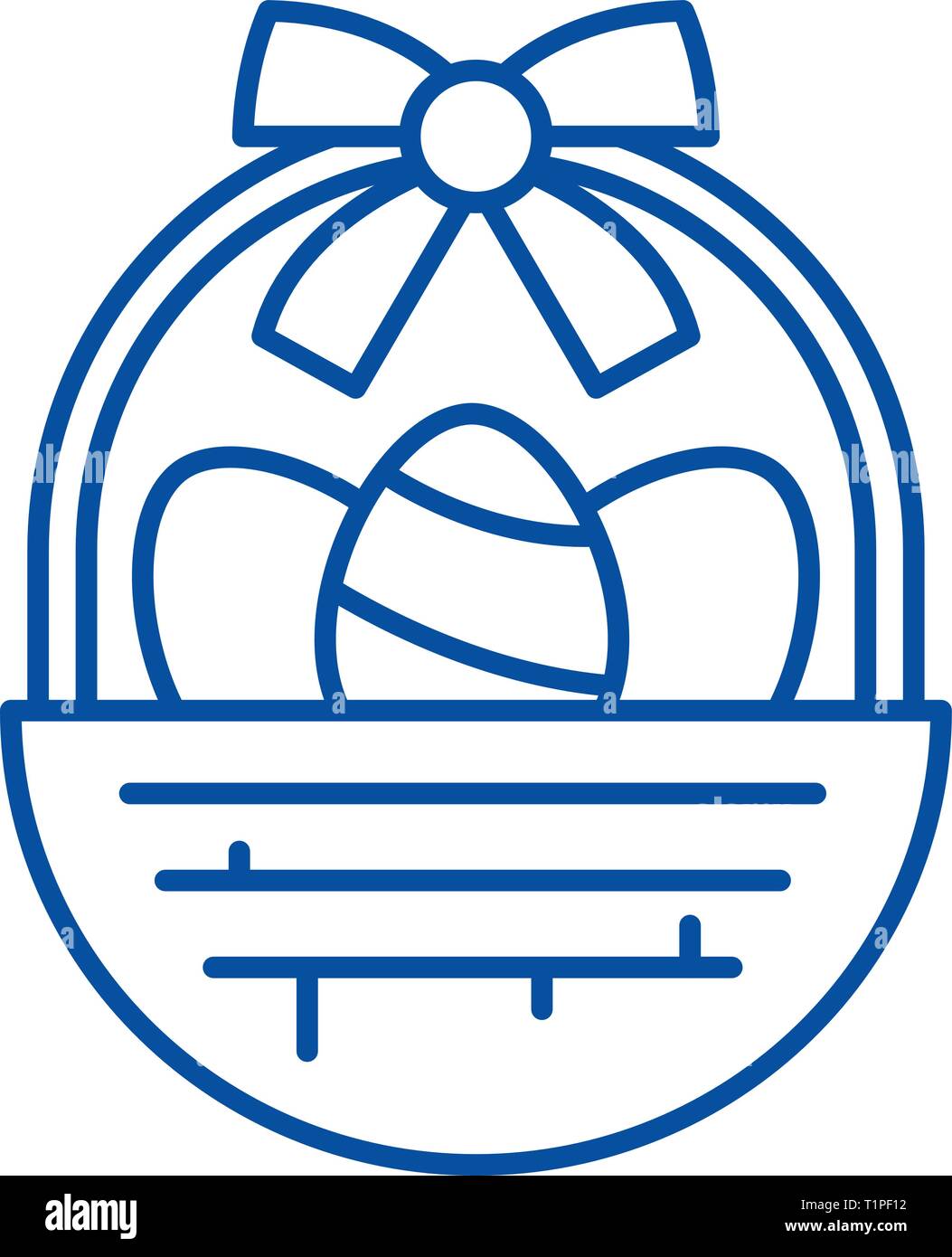 Easter basket line icon concept. Easter basket flat vector symbol, sign ...