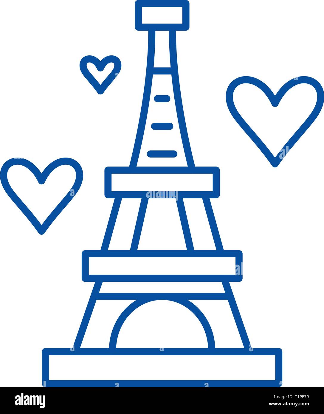 Eiffel tower line icon concept. Eiffel tower flat vector symbol, sign ...