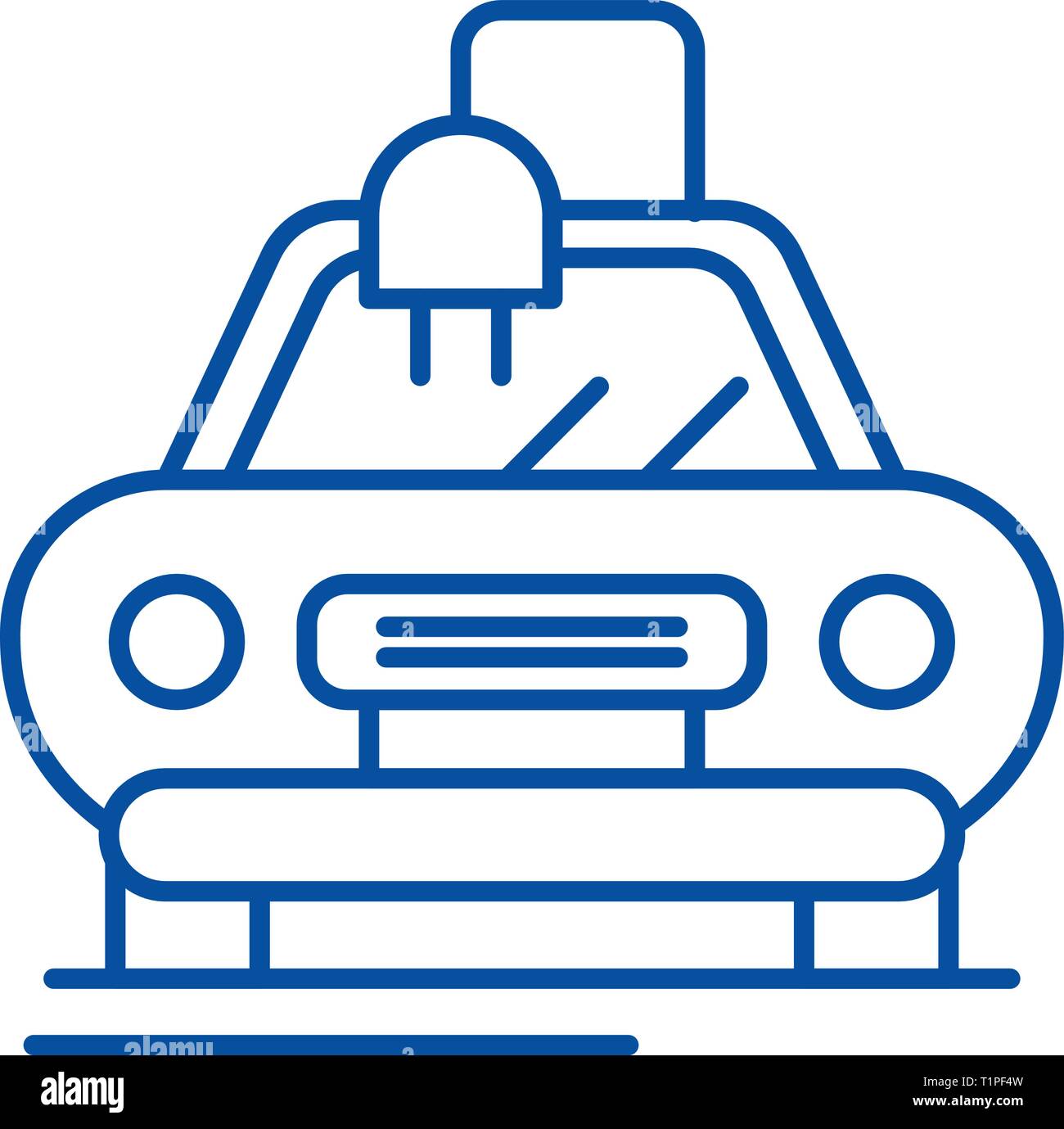 Electric automatic car line icon concept. Electric automatic car flat ...