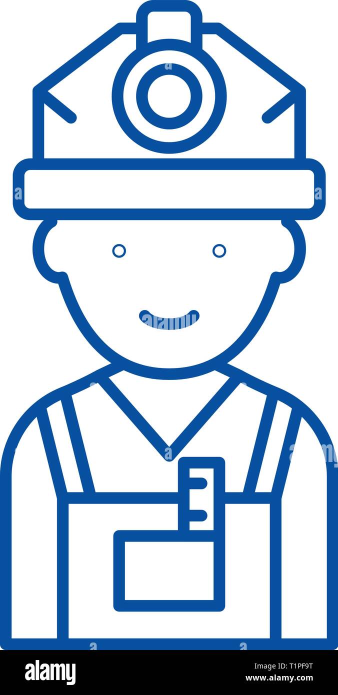 Engineer line icon concept. Engineer flat vector symbol, sign, outline ...