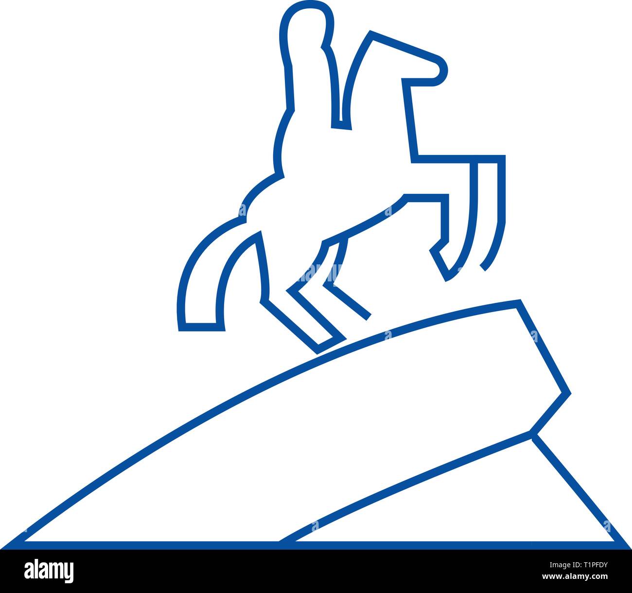 Equestrian horse statue line icon concept. Equestrian horse statue flat ...