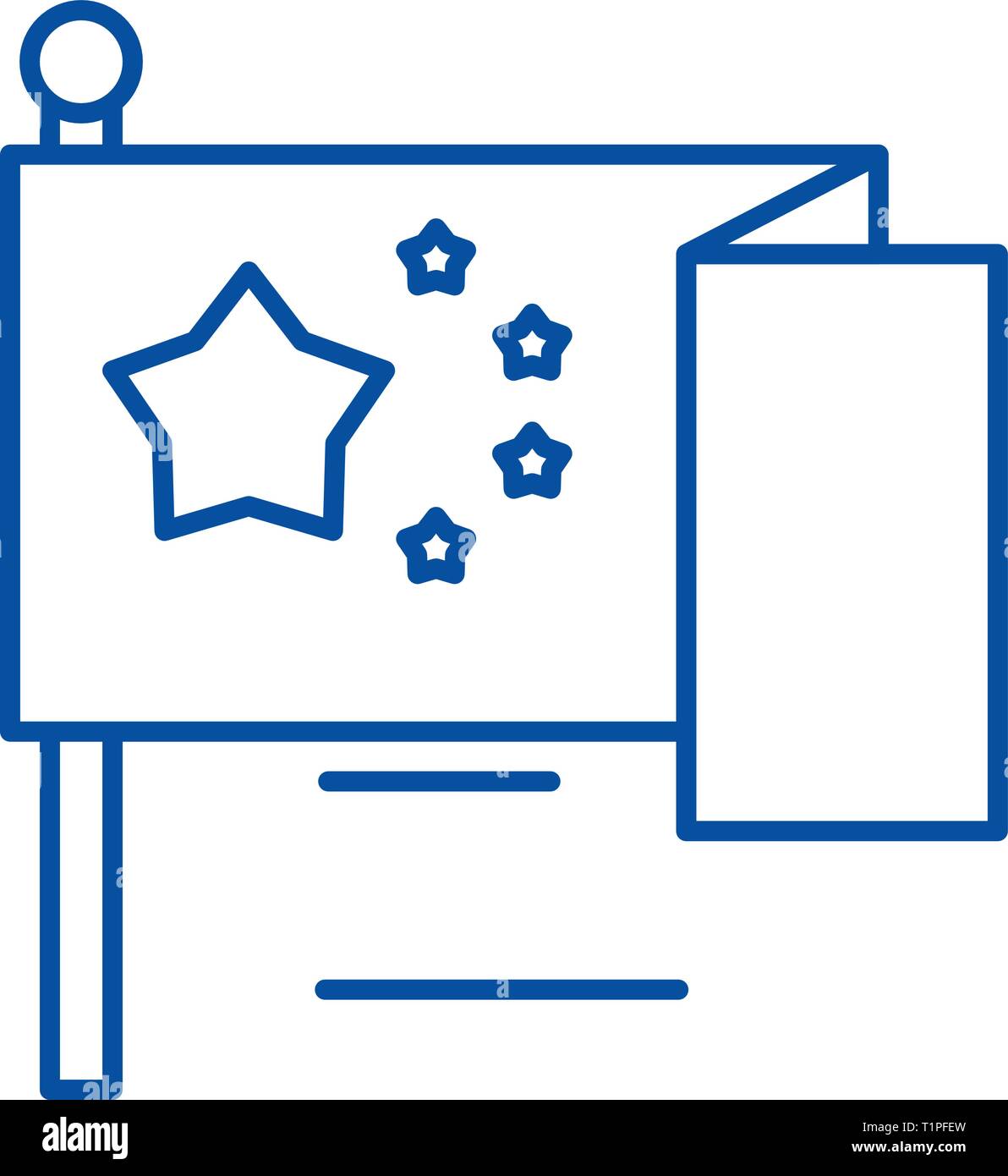 Eu flag line icon concept. Eu flag flat vector symbol, sign, outline ...