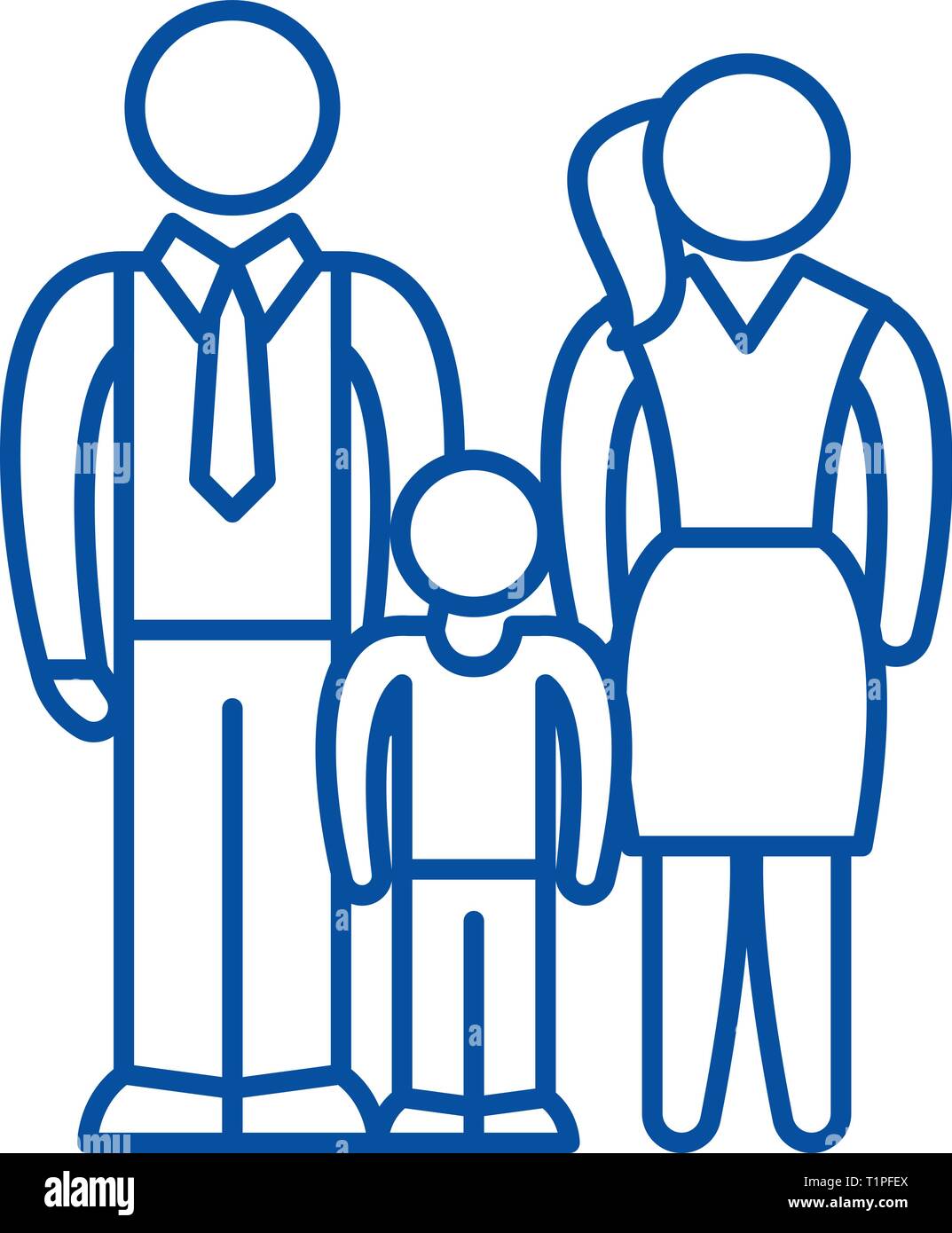 European family line icon concept. European family flat vector symbol ...