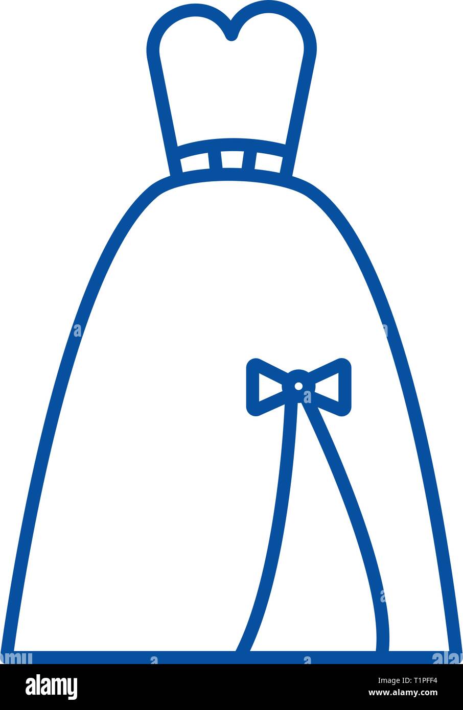 Evening bridal dress line icon concept. Evening bridal dress flat vector symbol, sign, outline ...