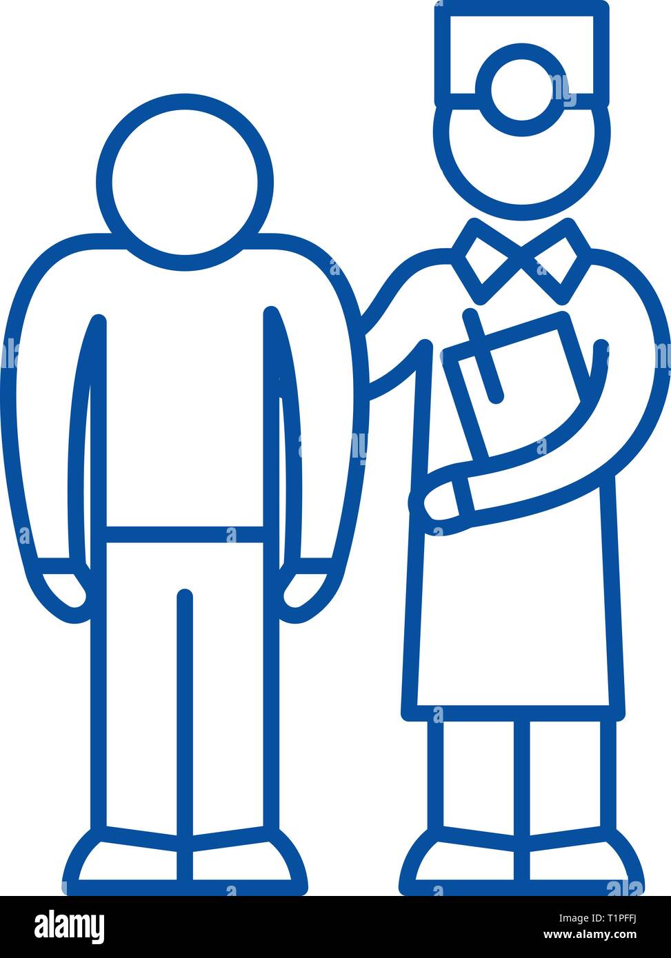 Examination of the patient by the doctor line icon concept. Examination ...