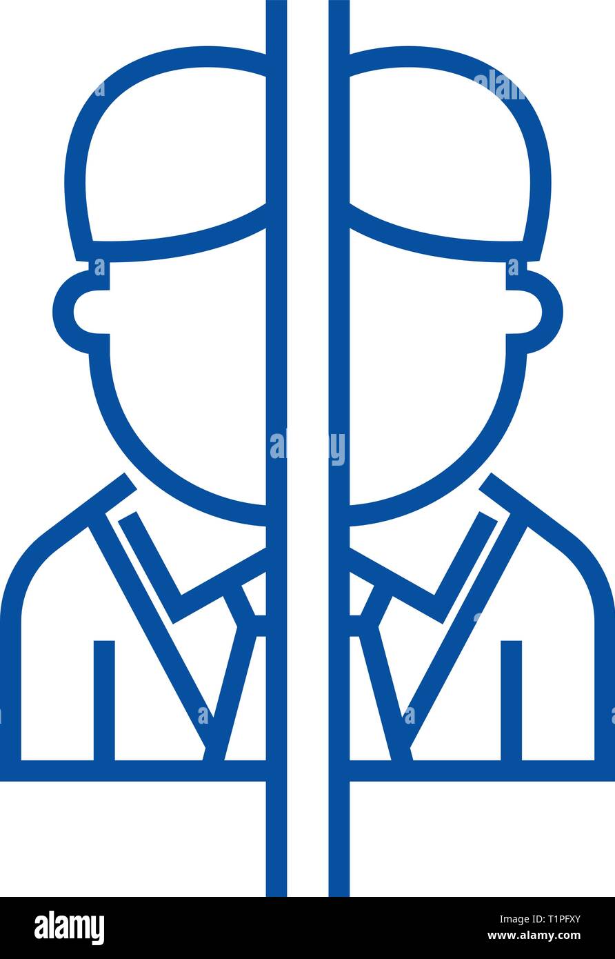 Personal disorder,duplicity,double game line icon concept. Personal ...