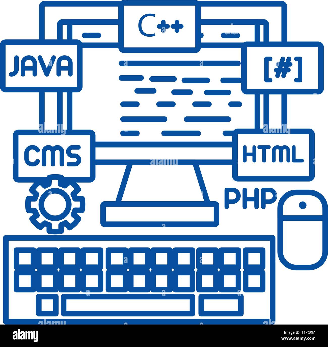 Programmingcodingwed Developer Line Icon Concept Programmingcodingwed Developer Flat Vector 