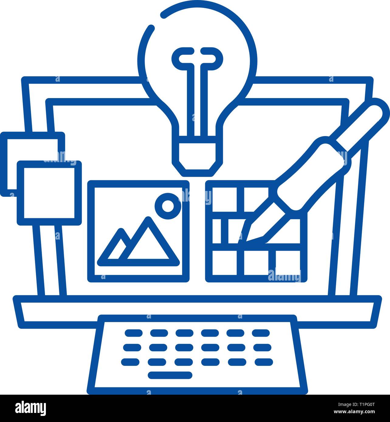 Project design line icon concept. Project design flat vector symbol ...