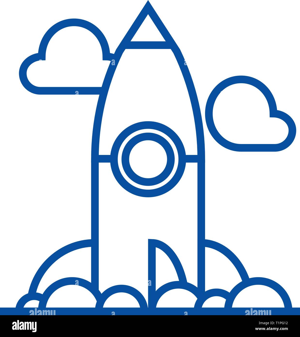 Project rocket launch line icon concept. Project rocket launch flat ...