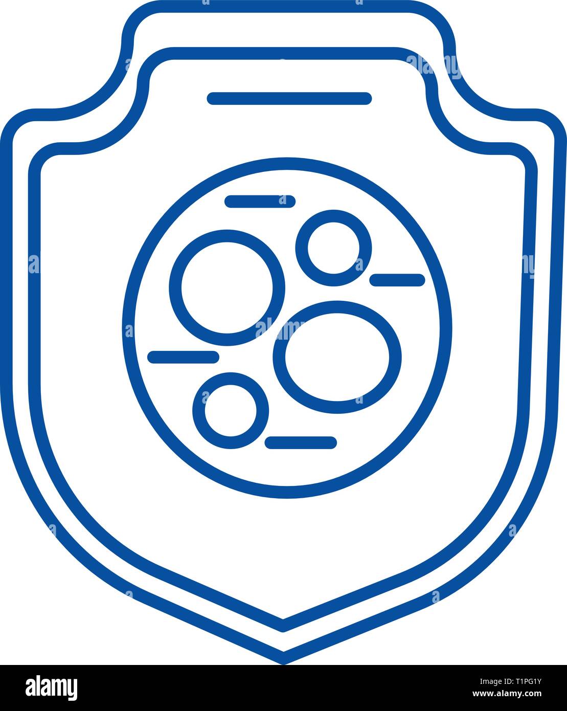 Protection from bacteria,safety shield line icon concept. Protection ...