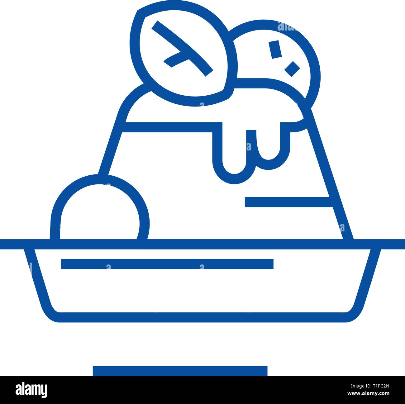 Pudding,desert,cake line icon concept. Pudding,desert,cake flat vector ...