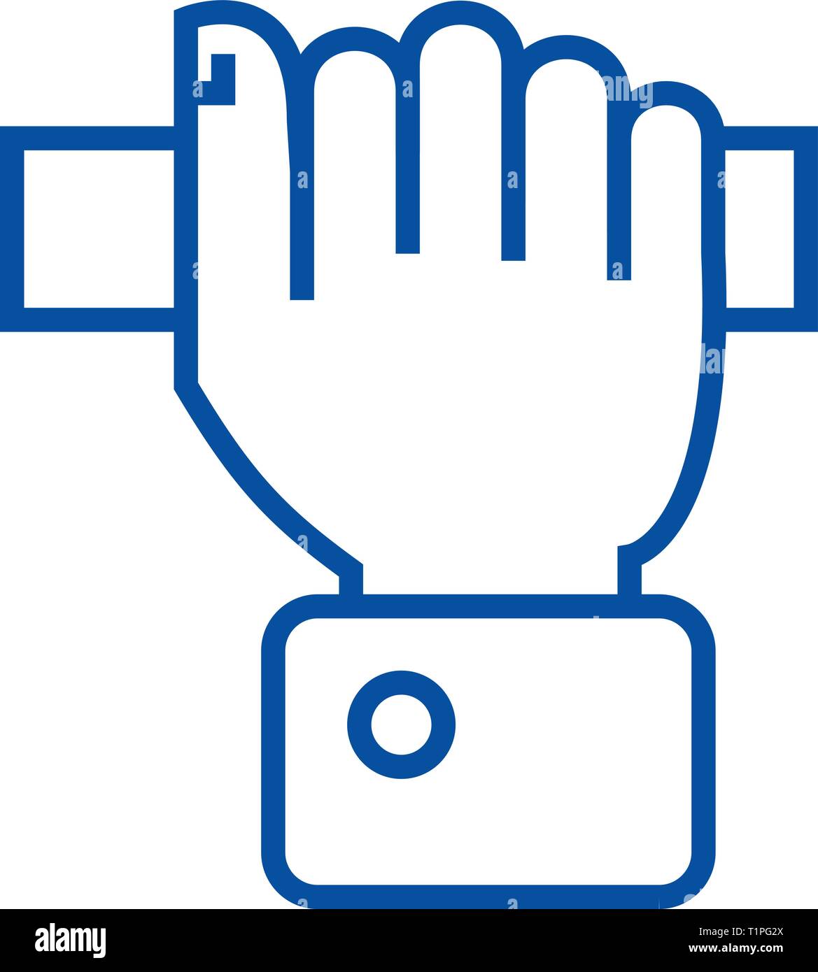 Pulling hand line icon concept. Pulling hand flat vector symbol, sign ...