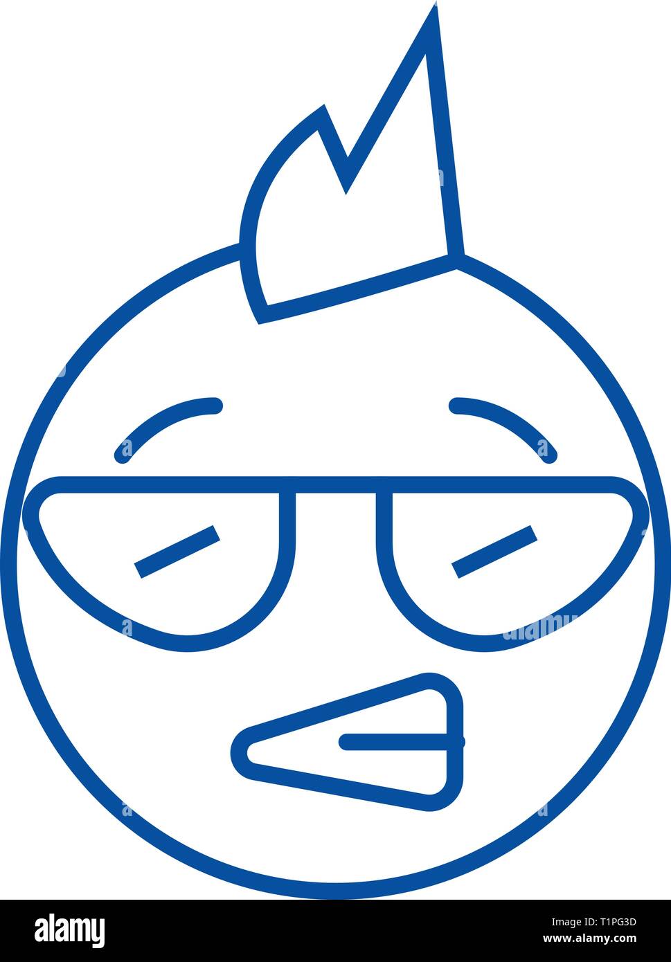 Punk emoji line icon concept. Punk emoji flat vector symbol, sign ...