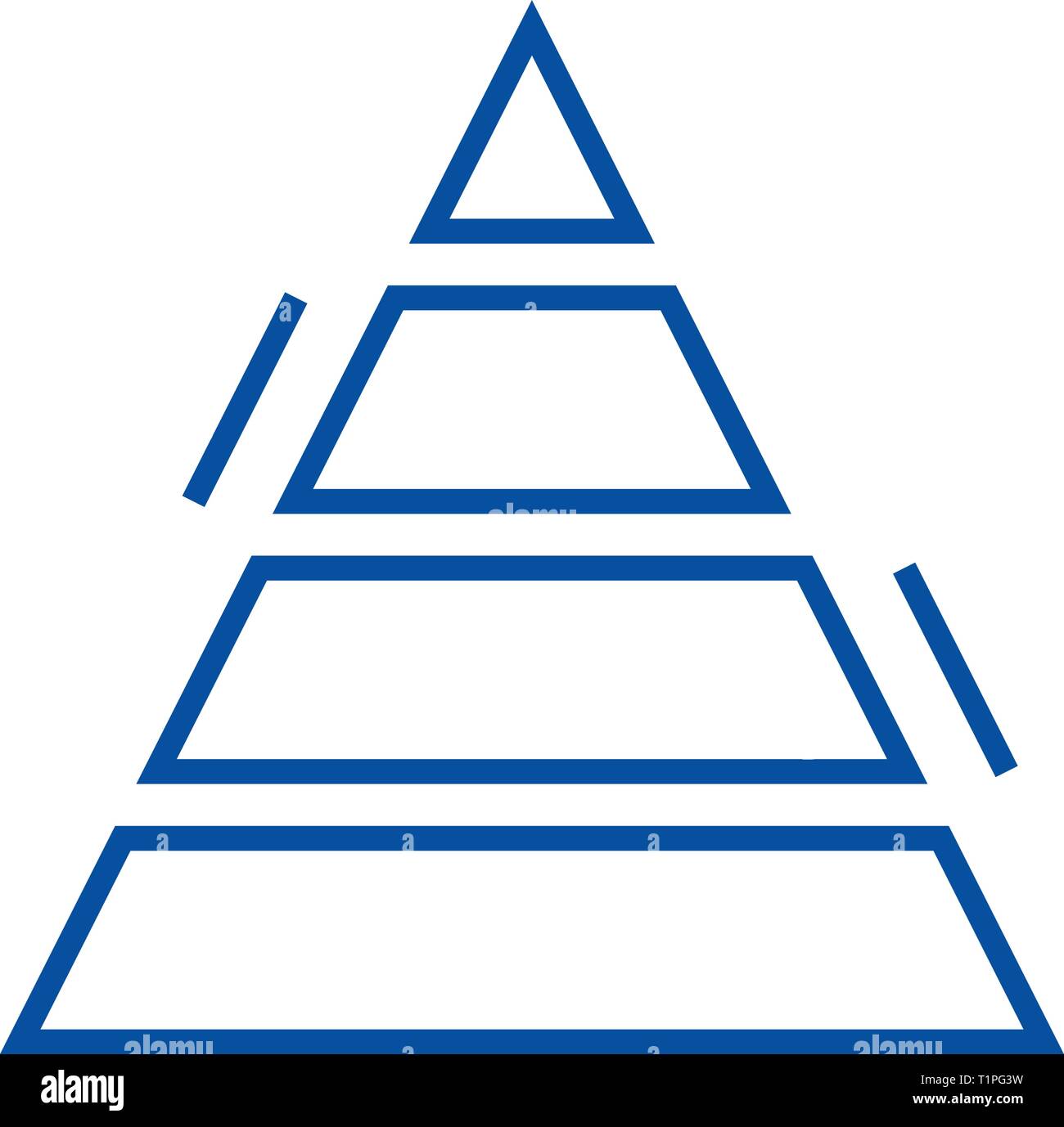 Pyramid chart line icon concept. Pyramid chart flat vector symbol, sign ...