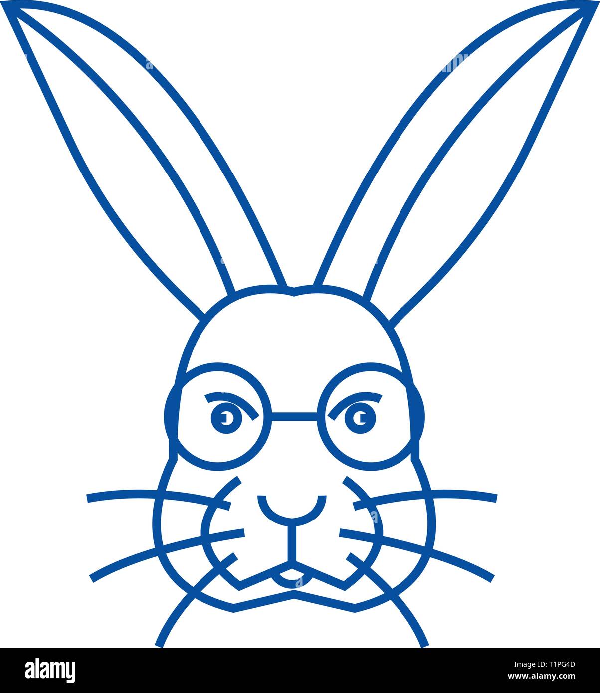 Rabbit head line icon concept. Rabbit head flat vector symbol, sign ...