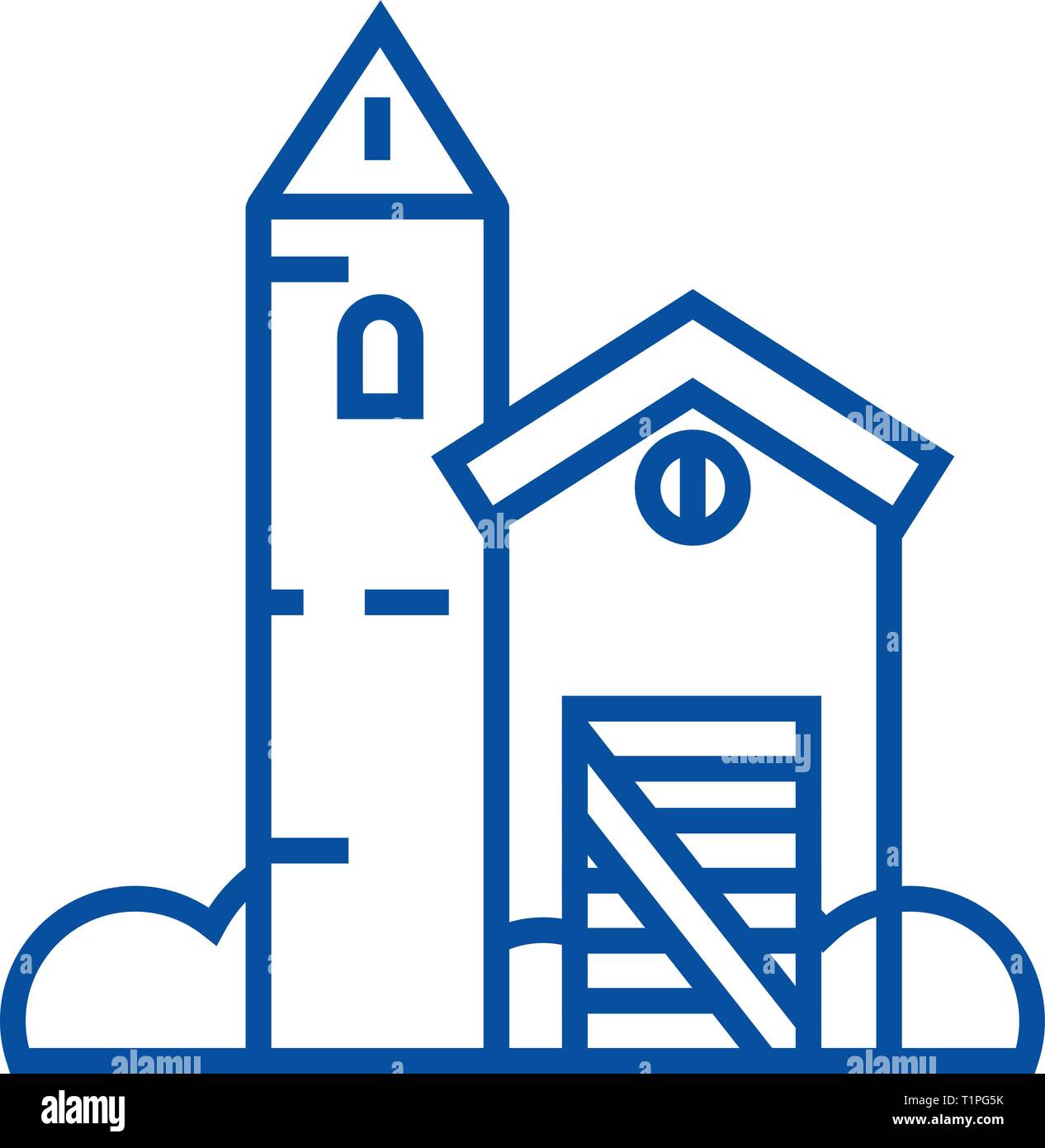 Ranch farm house line icon concept. Ranch farm house flat vector symbol ...