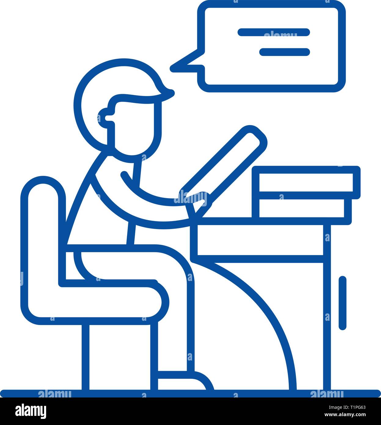 Reader line icon concept. Reader flat vector symbol, sign, outline ...