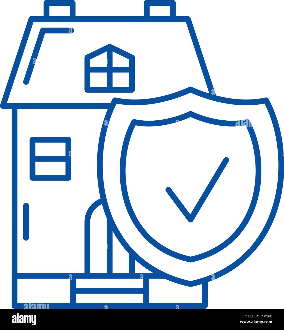 Real estate insurance line icon concept. Real estate insurance flat ...